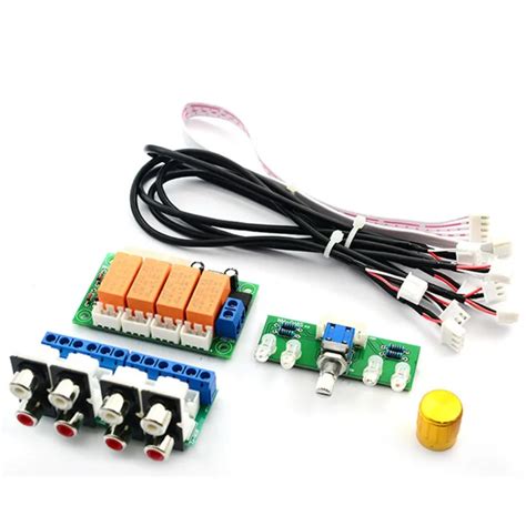 Relay 4 Way Audio Input Signal Selector Switching RCA Audio Input Selection Board Of Rotary