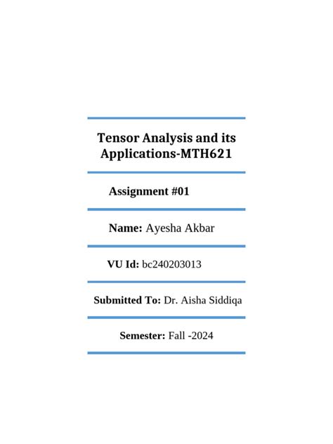 Tensor Analysis Assignment Pdf Mathematical Analysis Mathematical