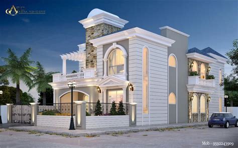 Luxurious House Design Front Elevation And Side Elevation View Village House Design Duplex