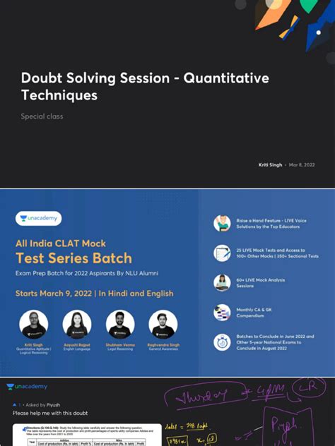 Doubt Solving Session Quantitative Techniques With Anno Pdf