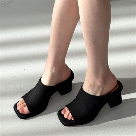 Onm 로퍼 여성뮬슬리퍼 뮬블로퍼 여성샌들 하이힐 뮬