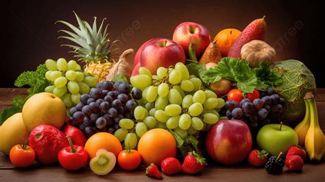 Group Of Different Kinds Of Fruits Is Arranged On A Wooden Surface Background Pictures Of
