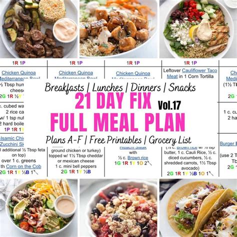 Free 21 Day Fix Meal Plan With Grocery List And Healthy Recipes