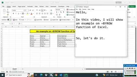 An Example On Byrow Function Of Excel Youtube
