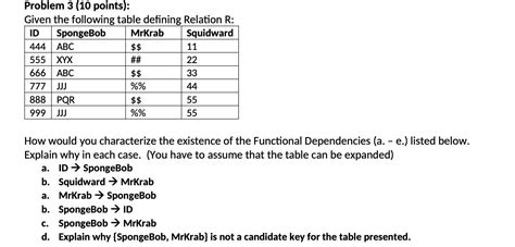 solved problem 3 10 points given the following table