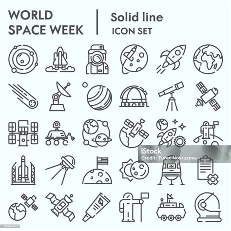 세계 공간 주 선 아이콘 세트 우주 세트 기호 컬렉션 벡터 스케치 로고 일러스트 레이션 웹 표지판 윤곽 윤곽 그림 패키지 흰색 배경에 격리 Eps 10 아이콘에 대한 스톡
