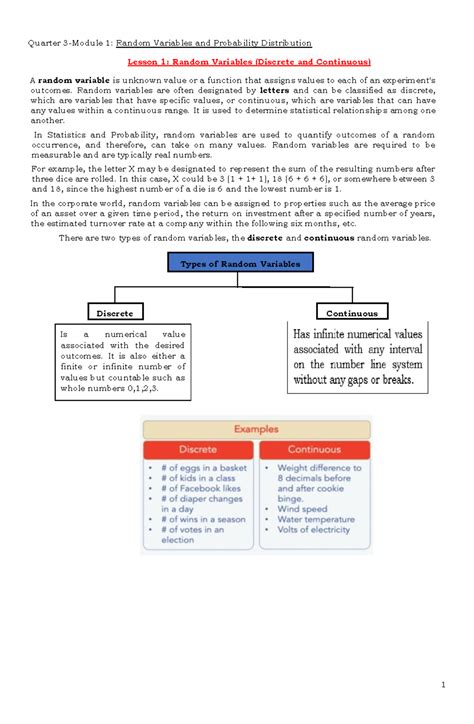 Q3 Stat Prob Module 1 Good Quarter 3 Module 1 Random Variables And Probability Distribution