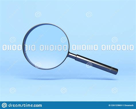 Binary Code And Magnifier Blue Color Searching Stock Illustration
