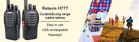 Retevis H777 Walkie Talkies Rechargeable Built-in Flashlight USB ...