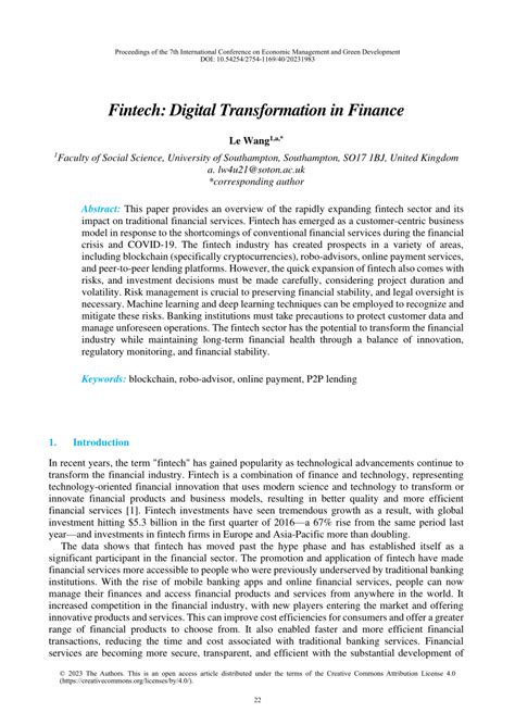 Pdf Fintech Digital Transformation In Finance