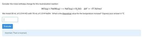 Solved Consider The Molar Enthalpy Change For This Chegg