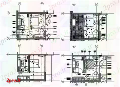 دانلود نقشه جزئیات ساخت و ساز اتوکد نشان طرحی واحد از یک اتاق اندارد