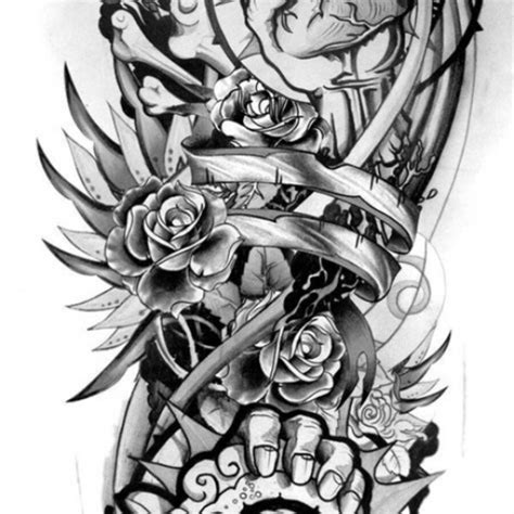 Half Sleeve Tattoo Ideas Black White Riccda