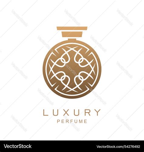 Luxury Golden Bottle Perfume Fragrance Icon Vector Image