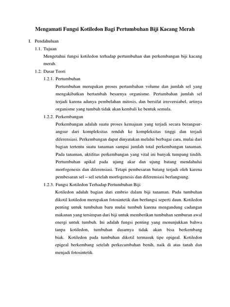 Bio Mengamati Fungsi Kotiledon Bagi Pertumbuhan Biji Kacang Merah Pdf