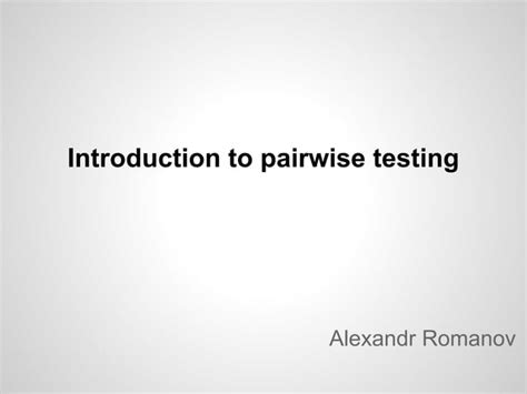 Introduction To Pairwise Testing Pdf