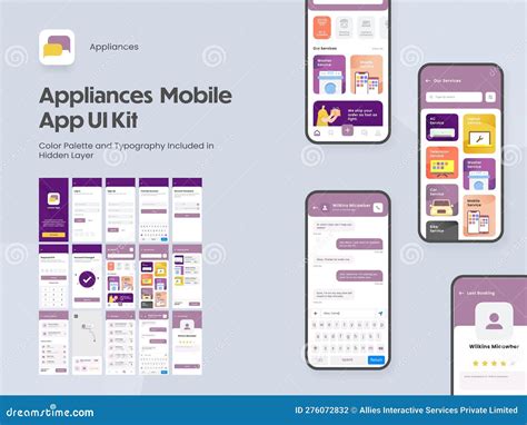 Appliances Mobile App Ui Kit With Multiple Screens As Log In Create Account Profile Order And