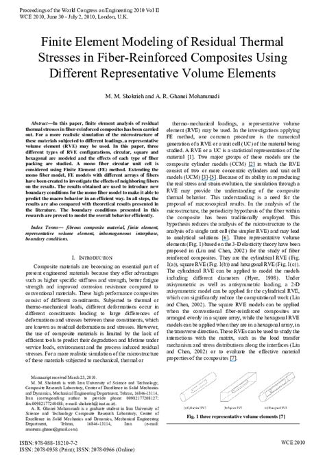 Pdf Finite Element Modeling Of Residual Thermal Stresses In Fiber Reinforced Composites Using