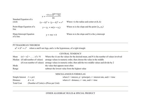 Common Math Formulas Pdf