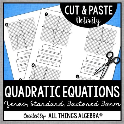 quadratic equations zeros standard and factored forms cut and paste