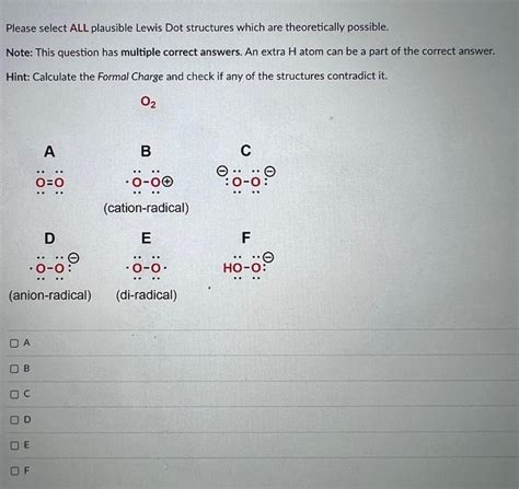 solved please select all plausible lewis dot structures