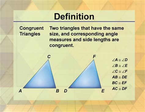 Definition Triangle Concepts Congruent Triangles Media4math
