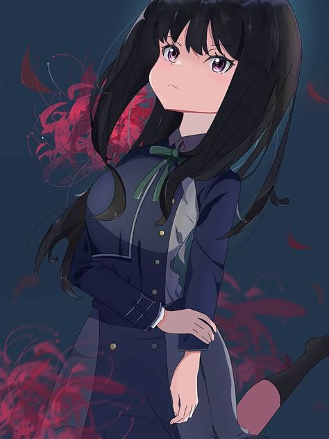 애니메이션 애니메이션 소녀들 Lycoris Recoil Inoue Takina 긴 머리 흑발 독주 삽화 디지털 아트 HD 배경 화면 Wallpaperbetter