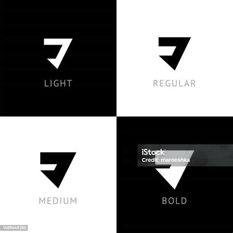 사이버 글꼴 둥근 디지털 알파벳 로고 디자인을 위한 4가지 두께의 트렌디한 현대 숫자 7 세트 벡터 일러스트레이션 10eps 7에 대한 스톡 벡터 아트 및 기타 이미지