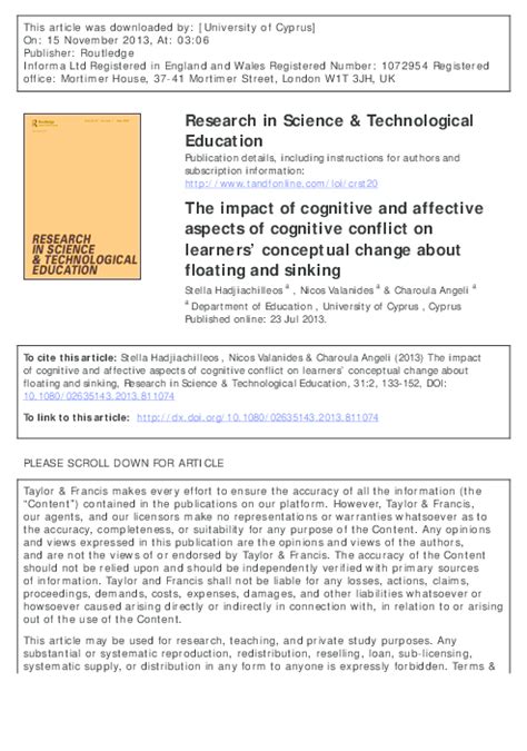 Pdf The Impact Of Cognitive And Affective Aspects Of Cognitive Conflict On Learners