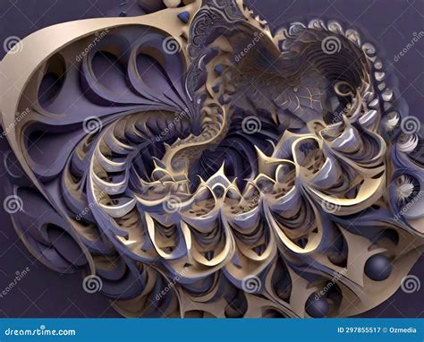 Wave Function Fractal With Zentangle Patterns Stock Illustration
