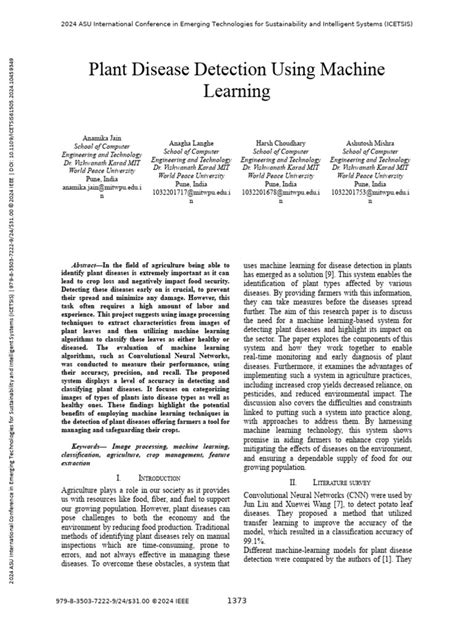 Plant Disease Detection Using Machine Learning Pdf Machine Learning Artificial Intelligence