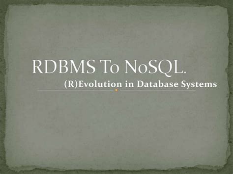 Rdbms To Nosql An Overview Pptx Databases Computer Software And Applications