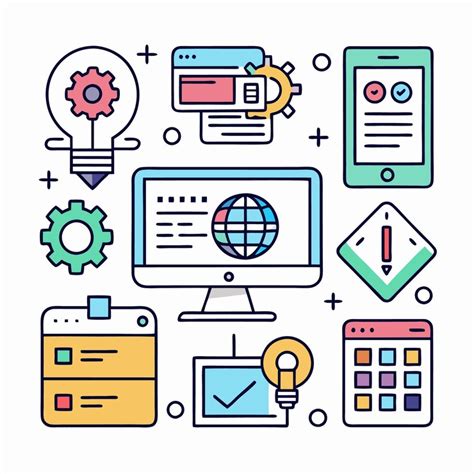 Set Of Outline Icons For Uiux Design Web And App Development Premium