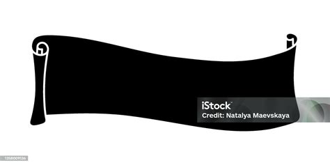 심플한 스타일 벡터 일러스트로 실루엣을 스크롤합니다 장식 저널 일기 및 플래너에 대한 고립 된 만화 기호 흰색 배경의 검은색 요소입니다 텍스트용 템플릿 용지 스크롤 배너