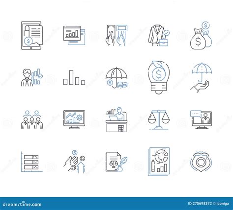 Asset Management Line Icons Collection Investment Portfolio