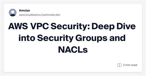 Amulya Mithukulla On Linkedin Aws Vpc Security Deep Dive Into Security Groups And Nacls