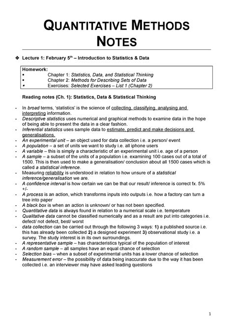 quantitative methods notes quantitative methods notes lecture 1