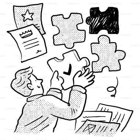 퍼즐 조각을 들고 있는 남자의 만화 벡터 Unsplash의 종이 이미지