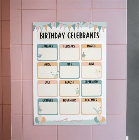 Classroom Birthdays Chart Printable Class Birthday Poster Student Birthday Classroom Birthday