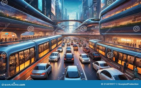 Futuristic Urban Transit Concept Art Stock Image Image Of Multilevel