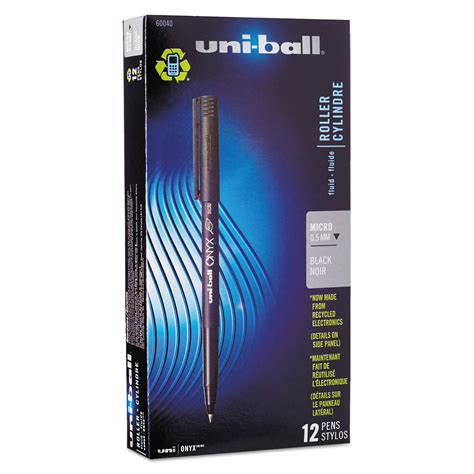 Uni Ball Onyx Rollerball Pens Dye Based Ink 12 Pack