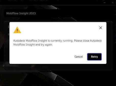 Autodesk Moldflow Insight Is Currently Running When Installing Update For Moldflow Insight