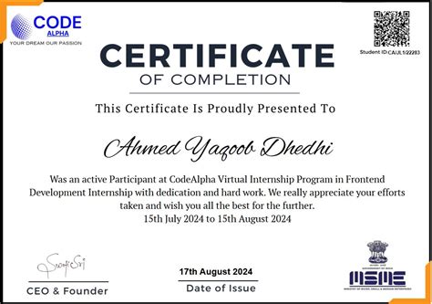 Ahmed Yaqoob Dhedhi On Linkedin Frontenddevelopment Internship