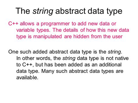 CS Oct 2006 Section The String Abstract Data Type C Allows A Programmer To Add New Data Or