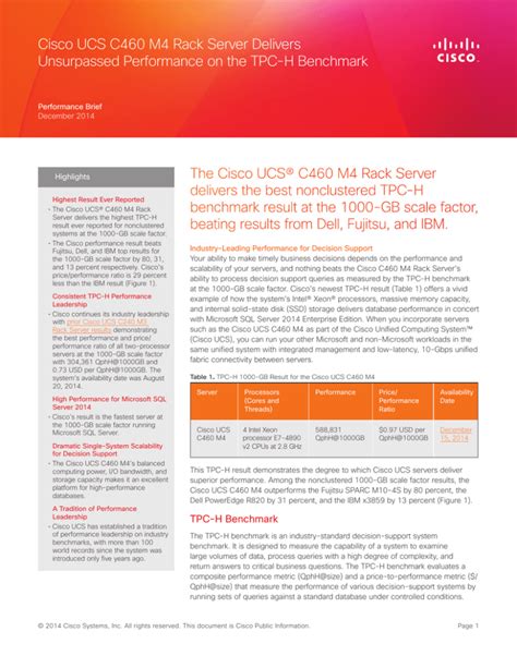 Cisco UCS C M Rack Server Delivers