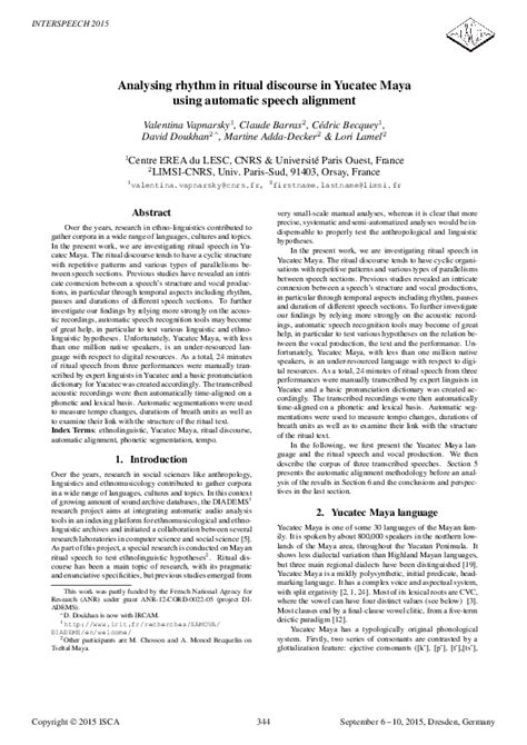 pdf analysing rhythm in ritual discourse in yucatec maya using