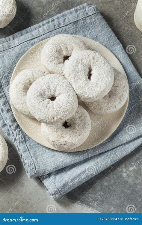 Homemade Sweet Powdered Sugar Donuts Stock Image Image Of Gourmet