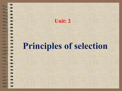 2 Principles Of Selectionppt