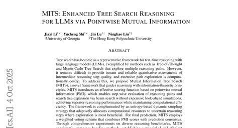 Mits Enhanced Tree Search Reasoning For Llms Via Pointwise Mutual Information Ai For Dummies