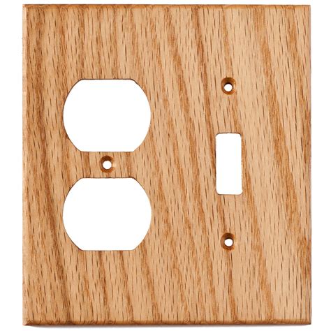 Oak Wood Wall Plate 2 Gang Combo Light Switch Duplex Outlet Cover